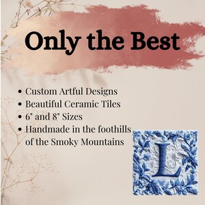 L Letter Monogram Ceramic Art Tile Grandmillennial Style Decor Home Art ...