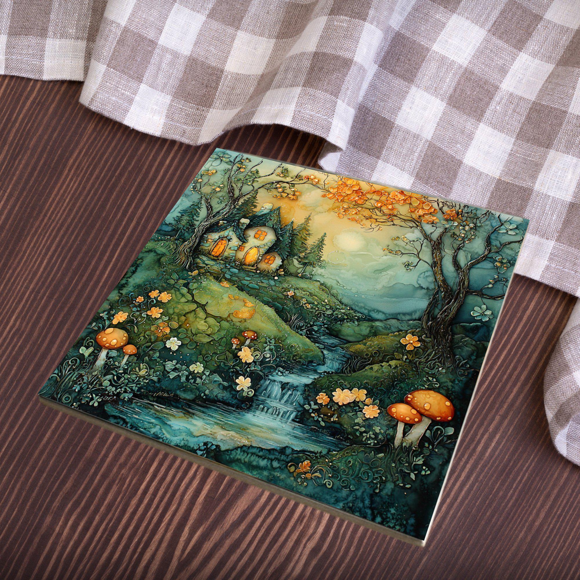 Irish Cottage Ceramic Art Tile Artful Bookshelf Book Nook Wall Decor ...