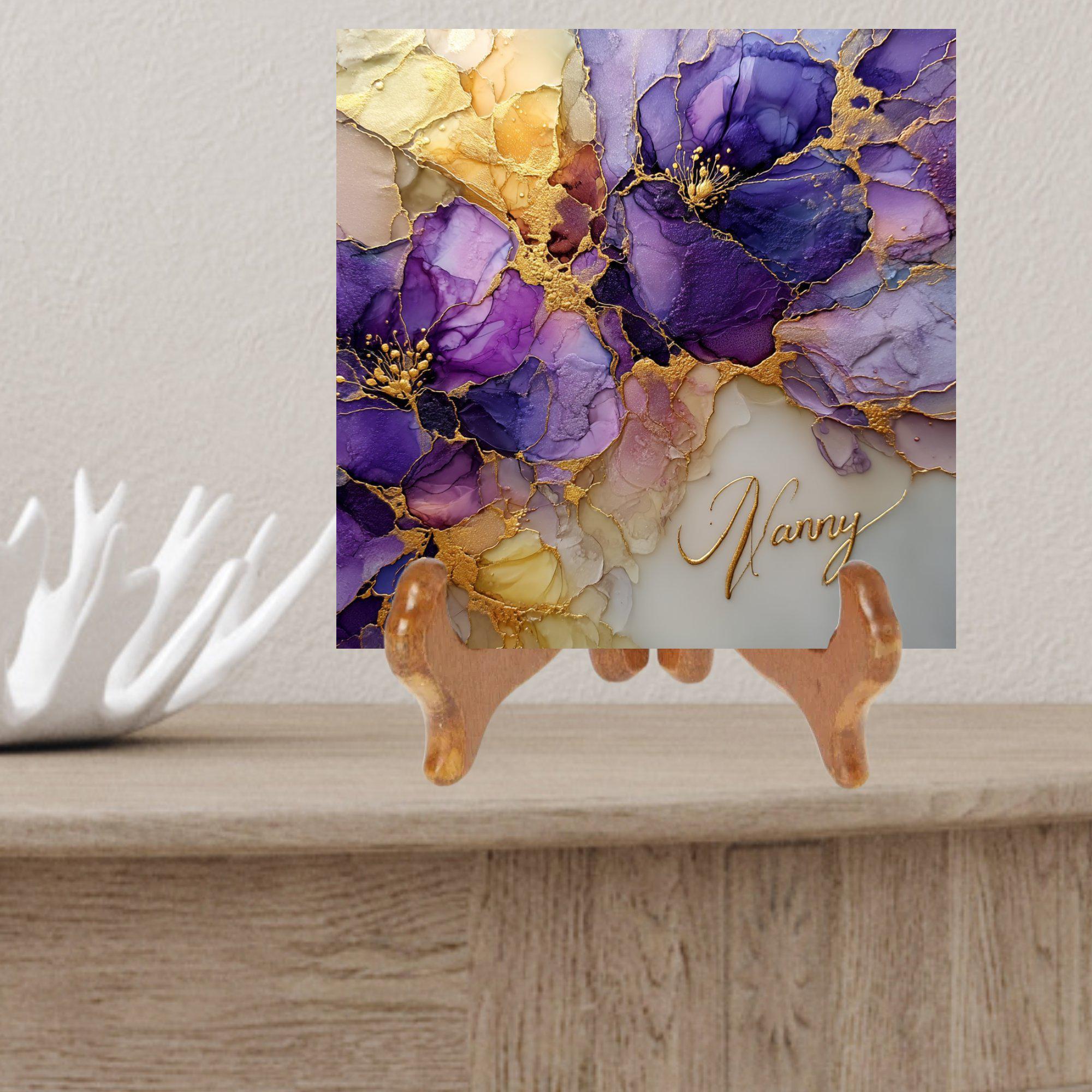 Nanny February Violet Ceramic Art Tile Customized With Birth Month ...