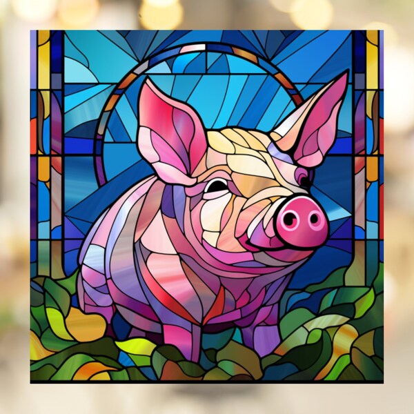 Stained Glass Pig - Etsy