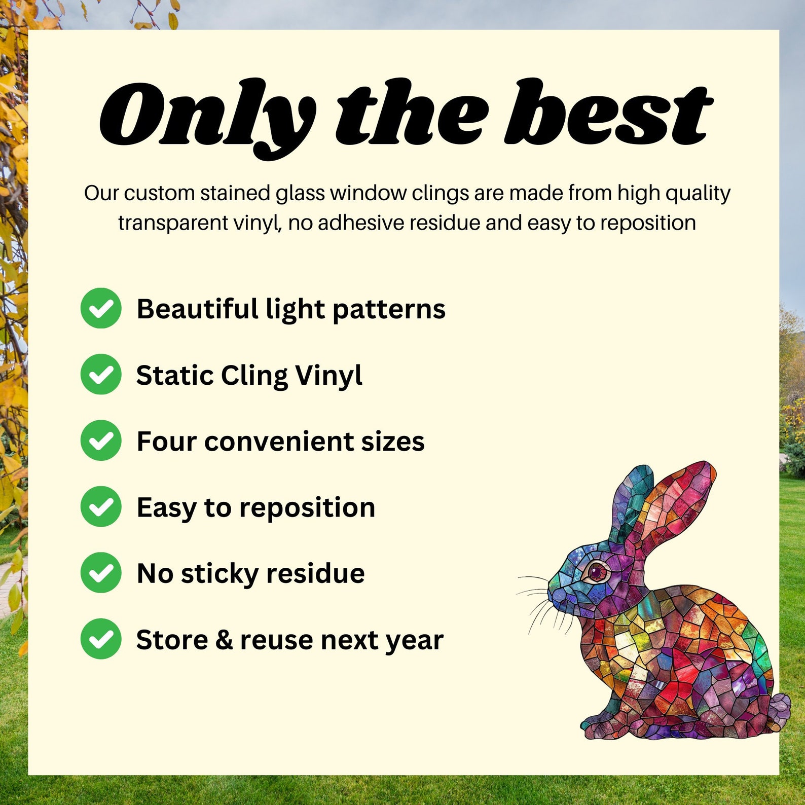 Easter Bunny Easter Stained Glass Window Cling Resurrection Day ...