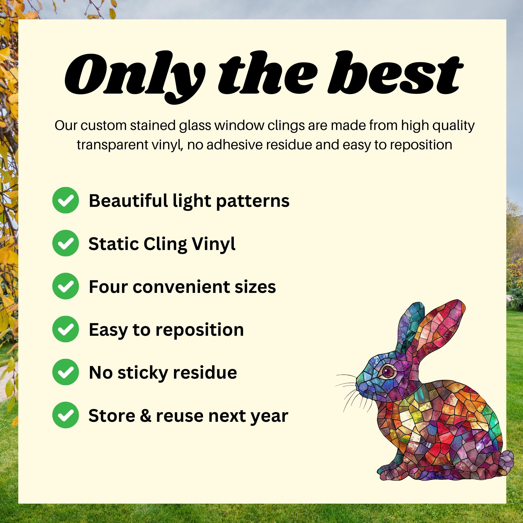 Easter Bunny Easter Stained Glass Window Cling Resurrection Day ...