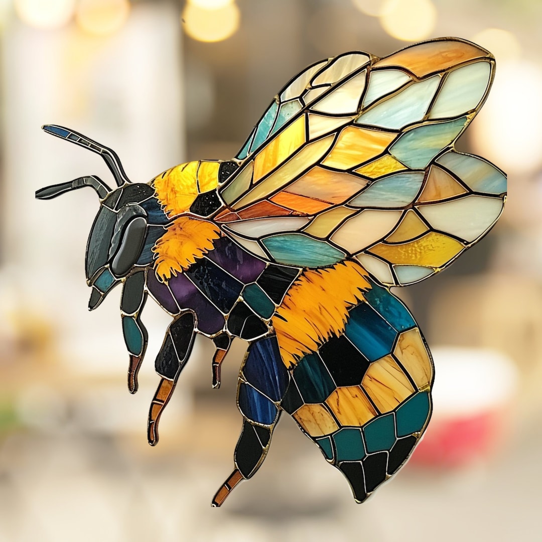 Bumblebee Stained Glass Window Cling Decal Sticker Window Film Reusable ...