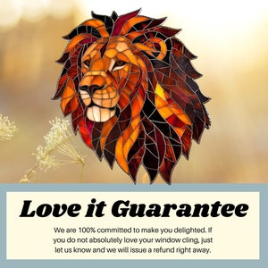 African Lion Stained Glass Window Cling Window Sticker Decal Film With ...