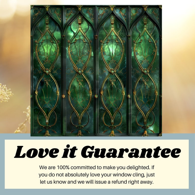 Emerald Isle Stained Glass Window Cling Gothic Decor Sticker Decal ...