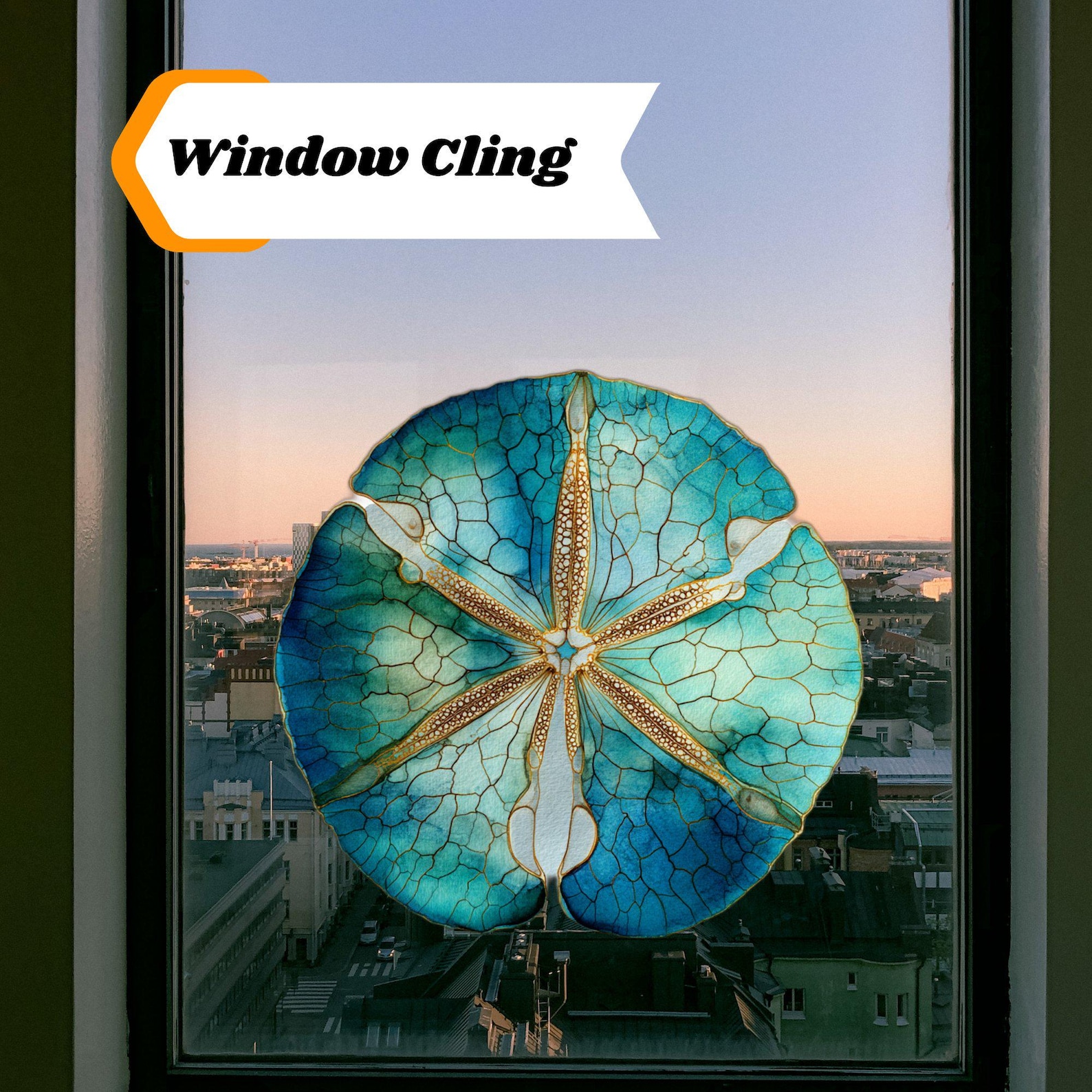 Sand Dollar Window Cling Stained Glass Look Decal Sticker Window Film ...