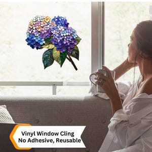 Hydrangea Stained Glass Window Cling Beautiful Flower Window Artwork ...