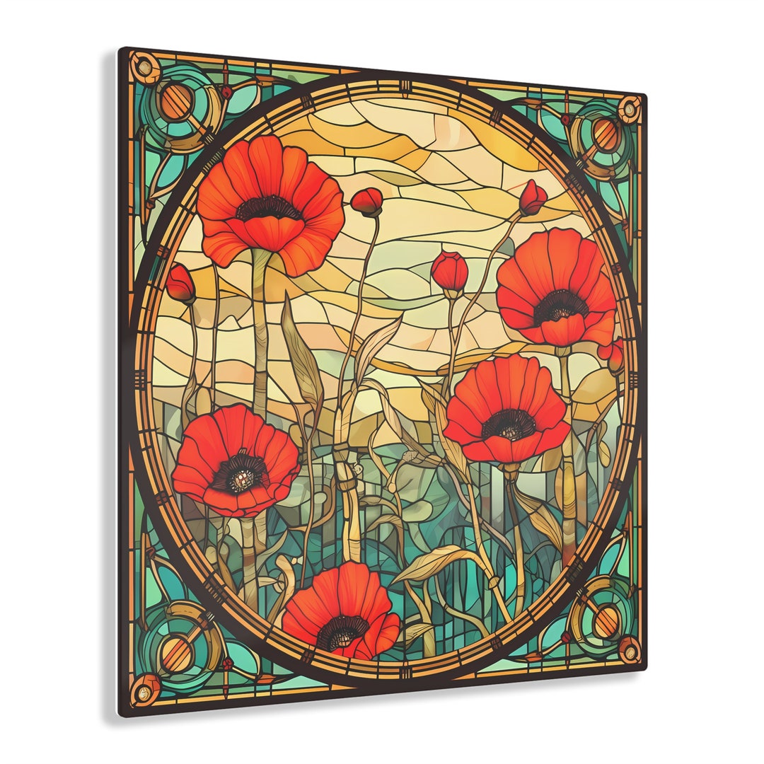 Hibernian Poppy Field Stained Glass Acrylic Wall Art Glass - Etsy