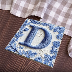 D Letter Monogram Ceramic Art Tile Grandmillennial Style Decor Home Art ...
