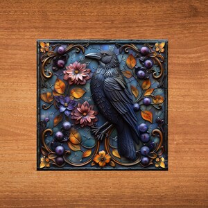 Raven Art Deco Ceramic Art Tile Decorative Glossy Tile for Bookshelf ...