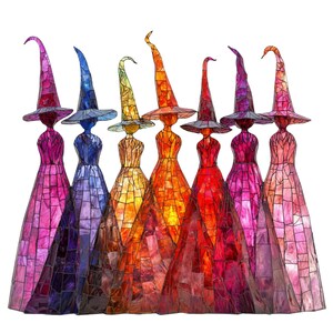 Colorful Row of Witches Window Cling Sticker Pink Halloween Decor ...