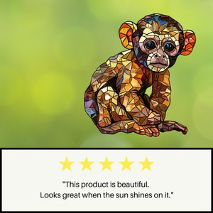 Capuchin Monkey Stained Glass Window Cling Window Sticker Decal - No ...