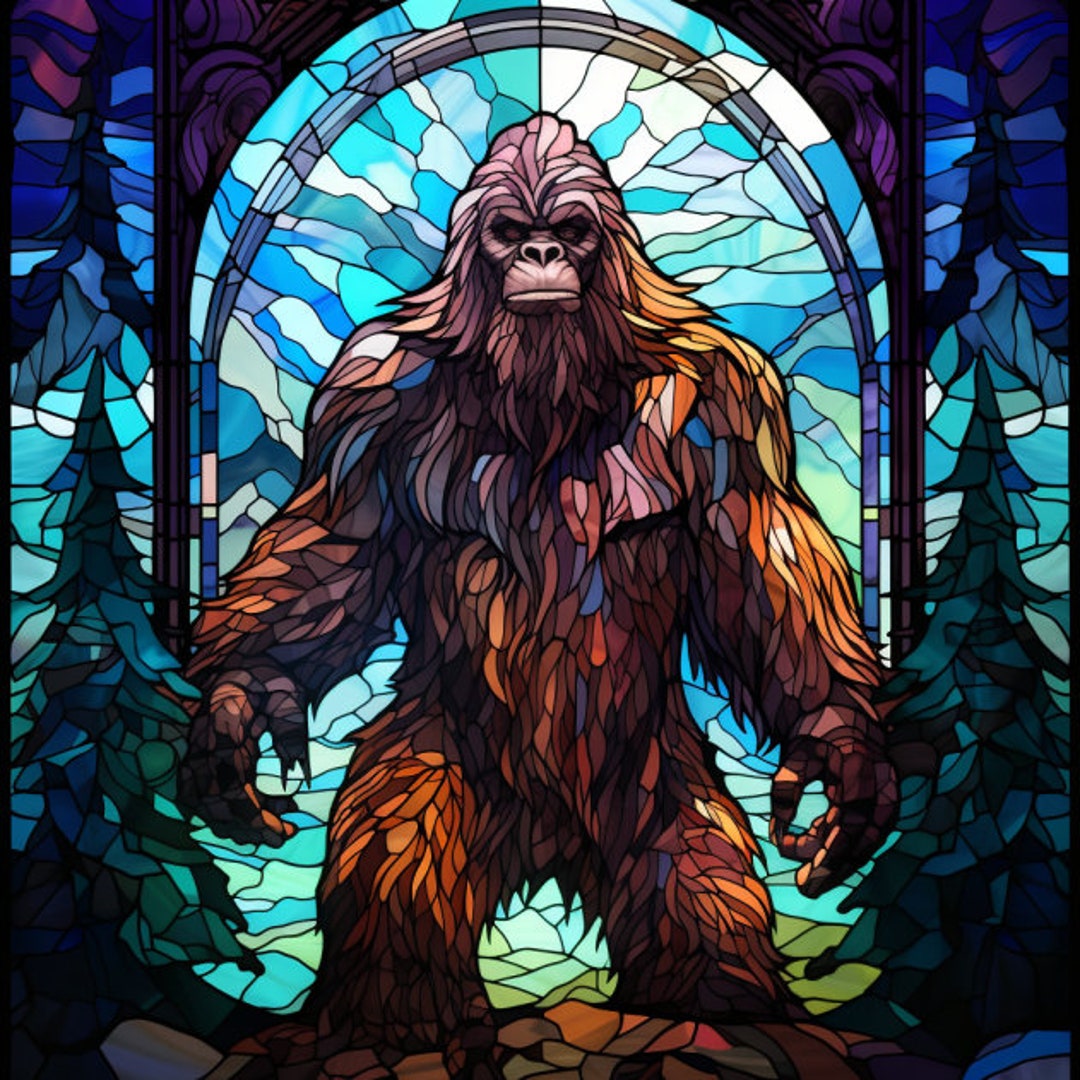 Sasquatch Stained Glass Window Cling Big Foot Window Film Decal Sticker ...