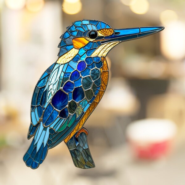 Kingfisher Stained Glass - Etsy