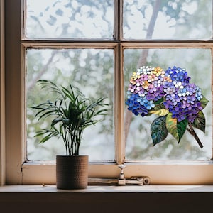 Hydrangea Stained Glass Window Cling Beautiful Flower Window Artwork ...