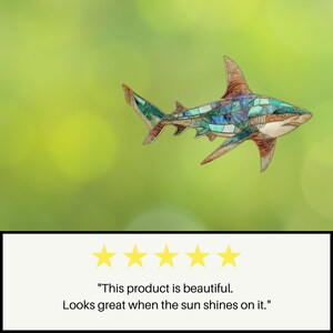 Reef Shark Window Cling Stained Glass Look Decal Sticker Window Film No ...