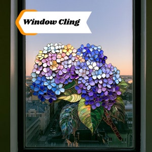 Hydrangea Stained Glass Window Cling Beautiful Flower Window Artwork ...