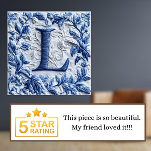 L Letter Monogram Ceramic Art Tile Grandmillennial Style Decor Home Art ...