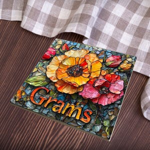 Grams Gift Floral Ceramic Art Tile Personalized Grandma Gift ...