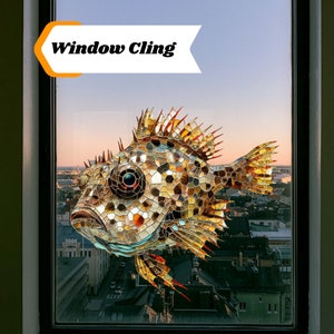 Pufferfish Stained Glass Window Cling Window Sticker Decal - No ...