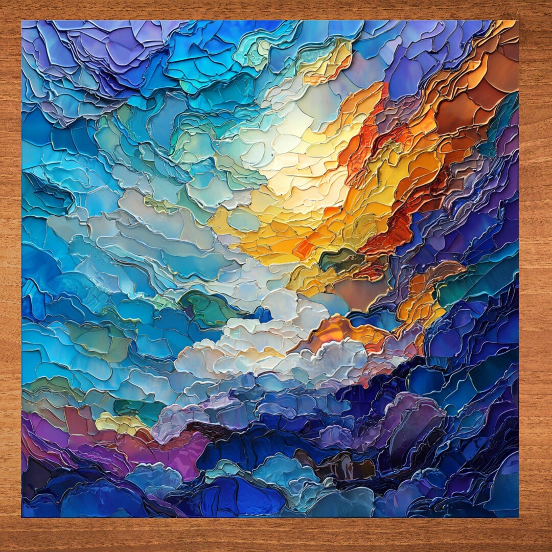 Iridescent Clouds Ceramic Tile Art Book Nook Bookshelf Coffee Table ...