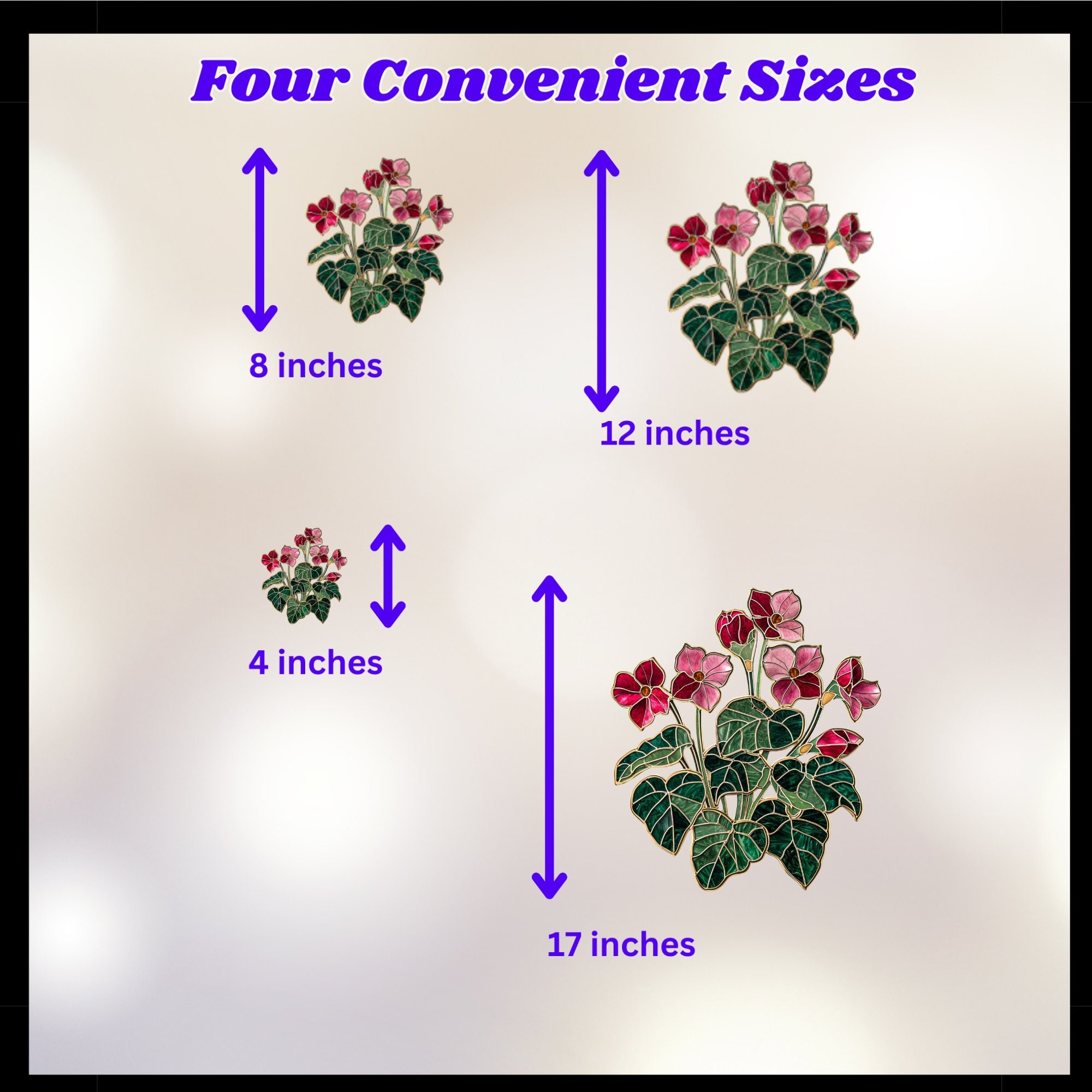 Cyclamen Stained Glass Window Cling Beautiful Flower Window Artwork ...