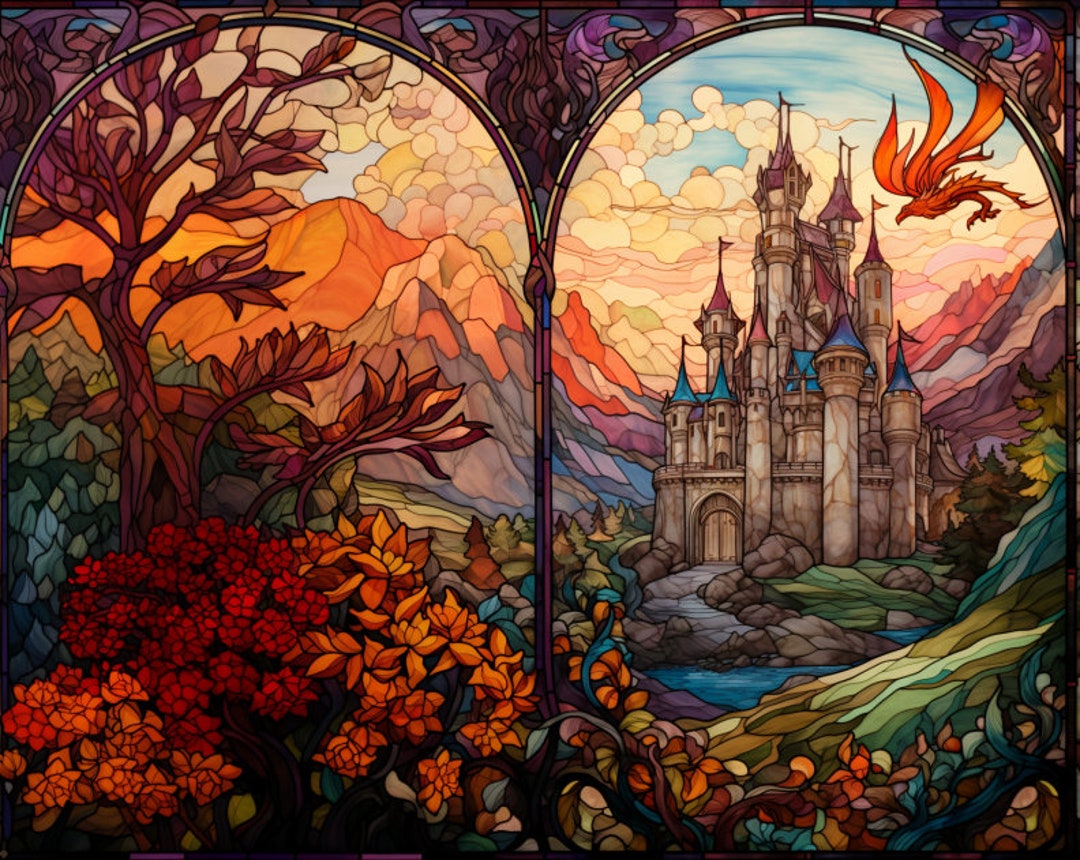 Dragon Stained Glass Window Cling Fantasy Dragon Gift for Her Dragon ...