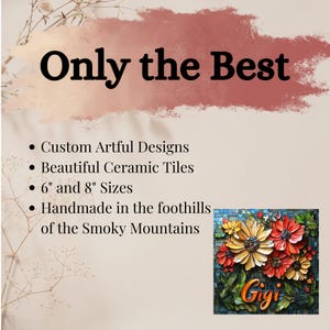 Gigi Gift Floral Ceramic Art Tile Personalized Grandma Gift Grandmother ...