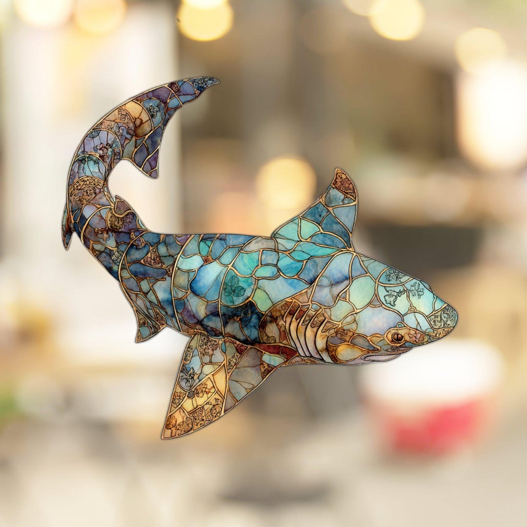 Nurse Shark Window Cling Stained Glass Look Decal Sticker Window Film ...