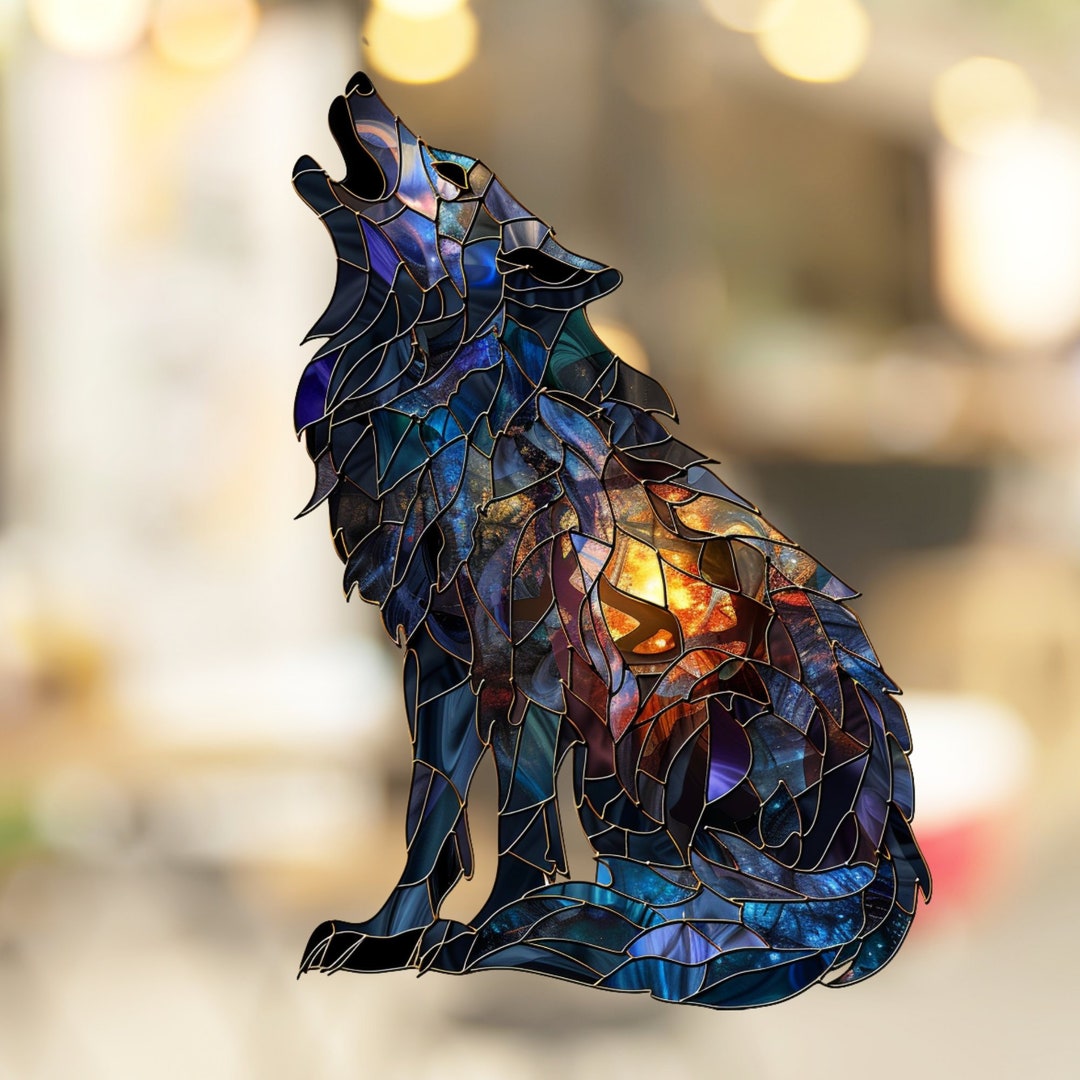 Werewolf Halloween Stained Glass Look Window Cling Decal Sticker Window ...