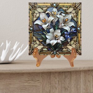 5689_WA_TILE Lily of the Nile Ceramic Art Tile Art Nouveau Deco Wall ...