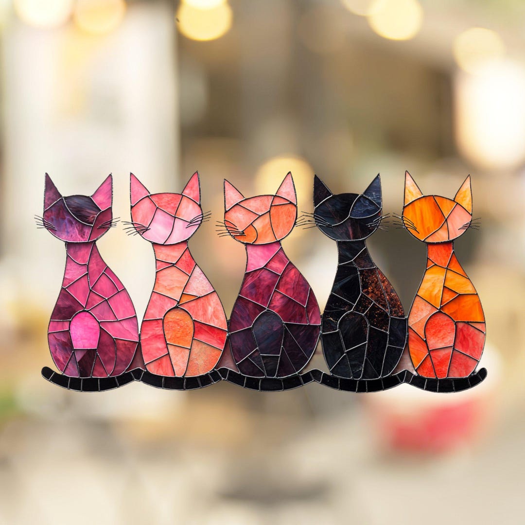Pink and Orange Cats Window Cling Sticker Pink Halloween Decor Coquette ...
