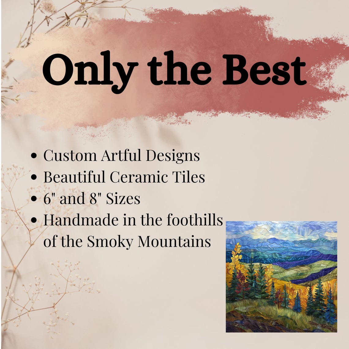 Fall Mountain Vista Ceramic Art Tile Stained Glass Look Glossy ...