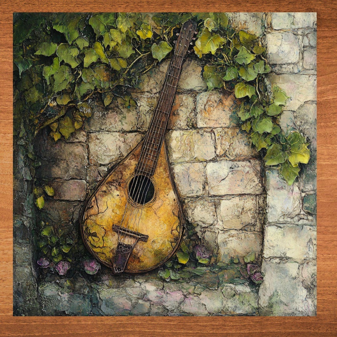 Lute Ivy Stone Wall Bookshelf Decore Beautiful Ceramic Art Tile Dark ...