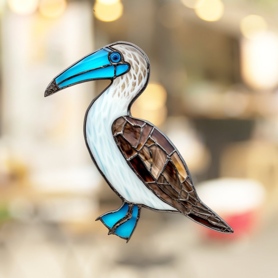 Blue-footed Stained Glass Window Cling Decal Sticker Vinyl Window Film ...