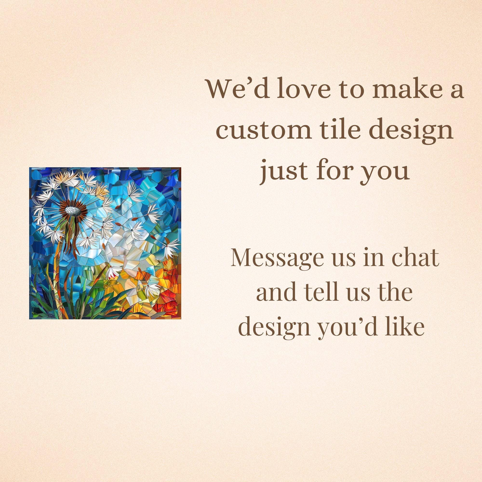 Dandelion Stained Glass Look Art on Glossy Ceramic Decorative Tile Gift ...