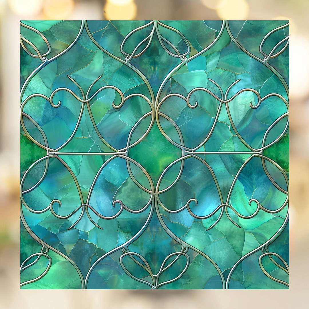 Seafoam Stained Glass Window Cling Gothic Decor Sticker Decal Window ...