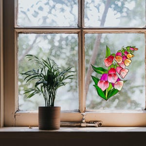 Foxglove Stained Glass Window Cling Beautiful Flower Window Artwork ...