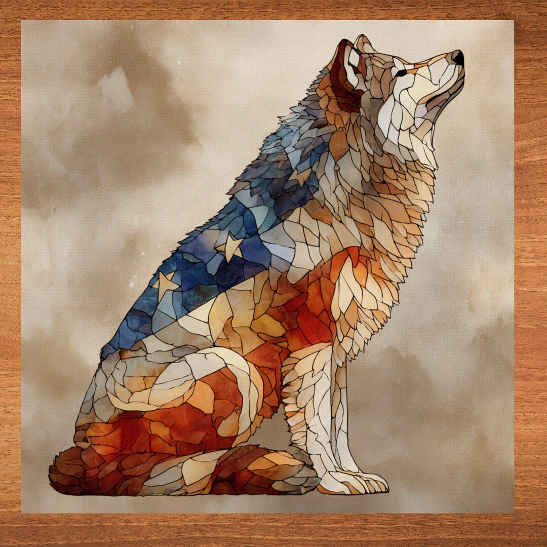 Patriotic Wolf Ceramic Art Tile 4th of July Patriotic Independance Day ...