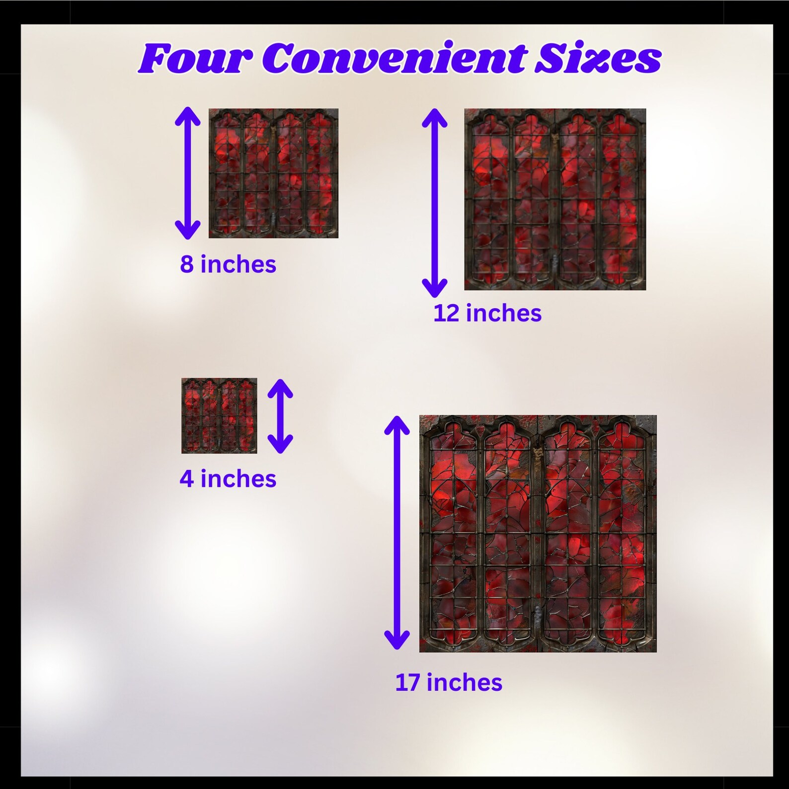 Firebrick Stained Glass Window Cling Gothic Decor Sticker Decal Window ...