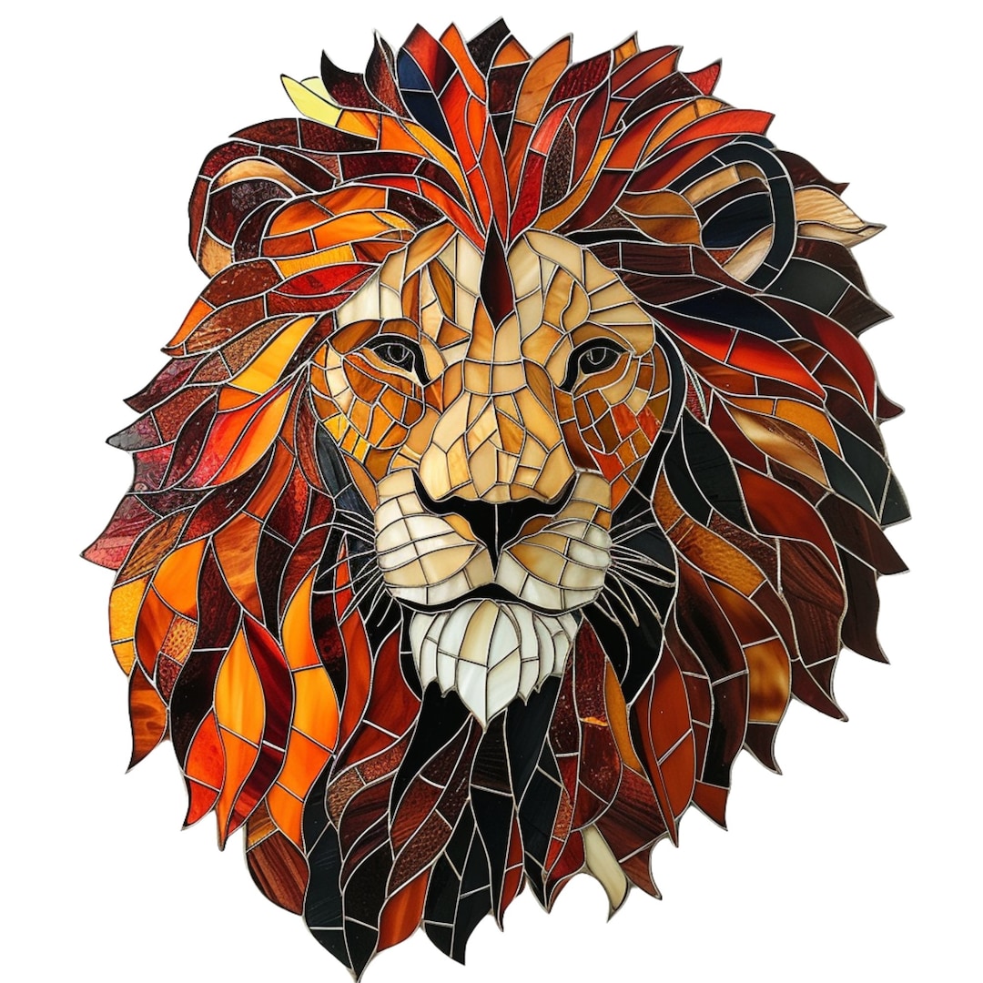 African Lion Stained Glass Window Cling Window Sticker Decal Film With ...