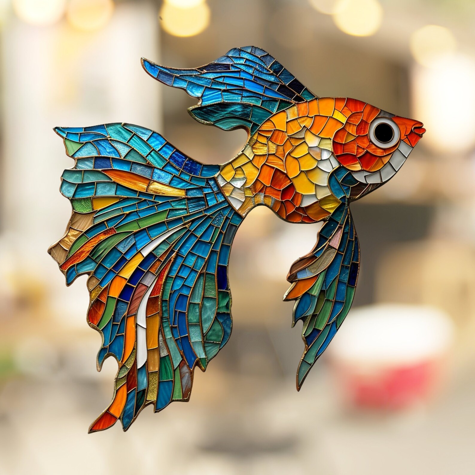 Guppy Stained Glass Window Cling Window Sticker Decal No Adhesive ...