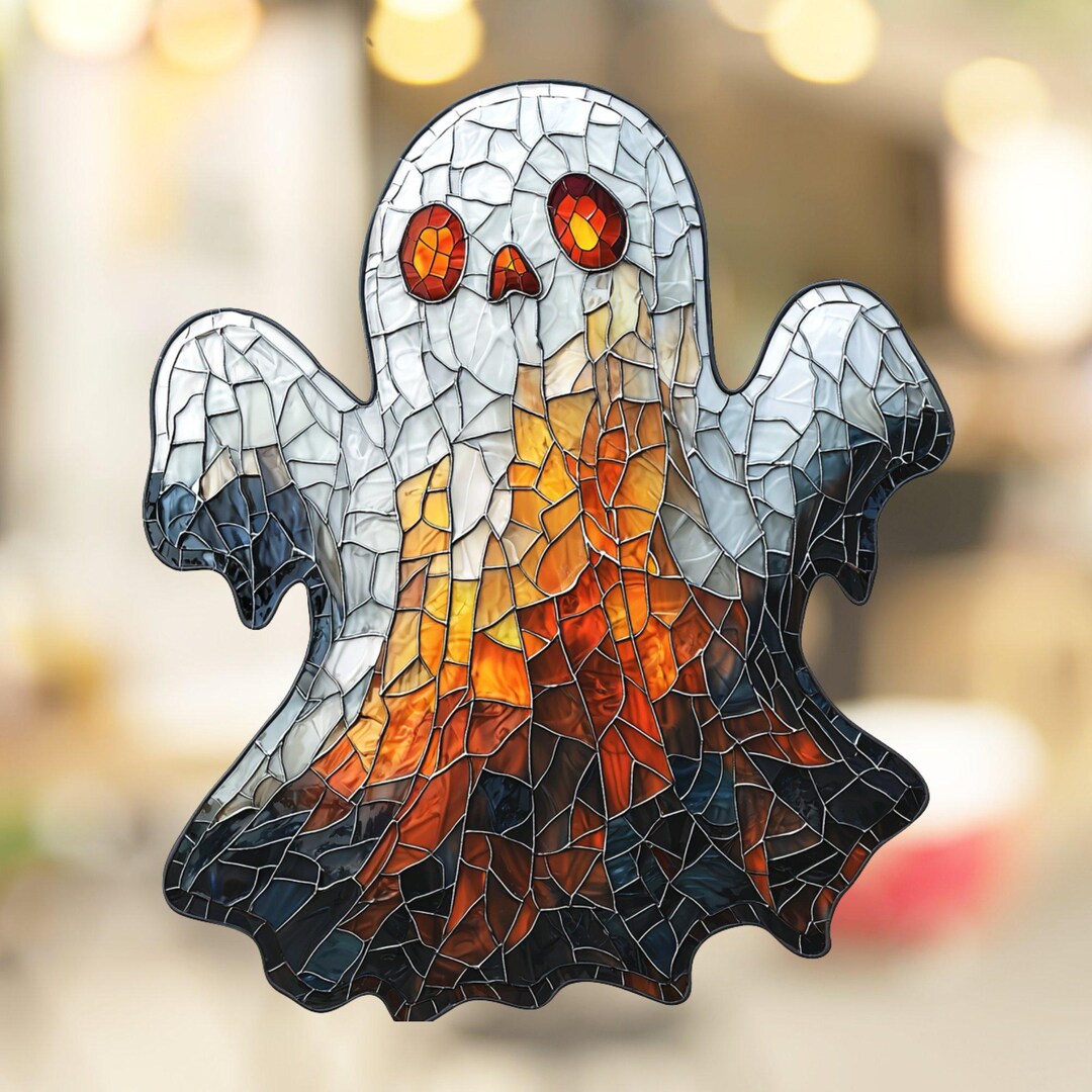 Orange White Ghost Window Cling Sticker Pink Halloween Decor Coquette ...