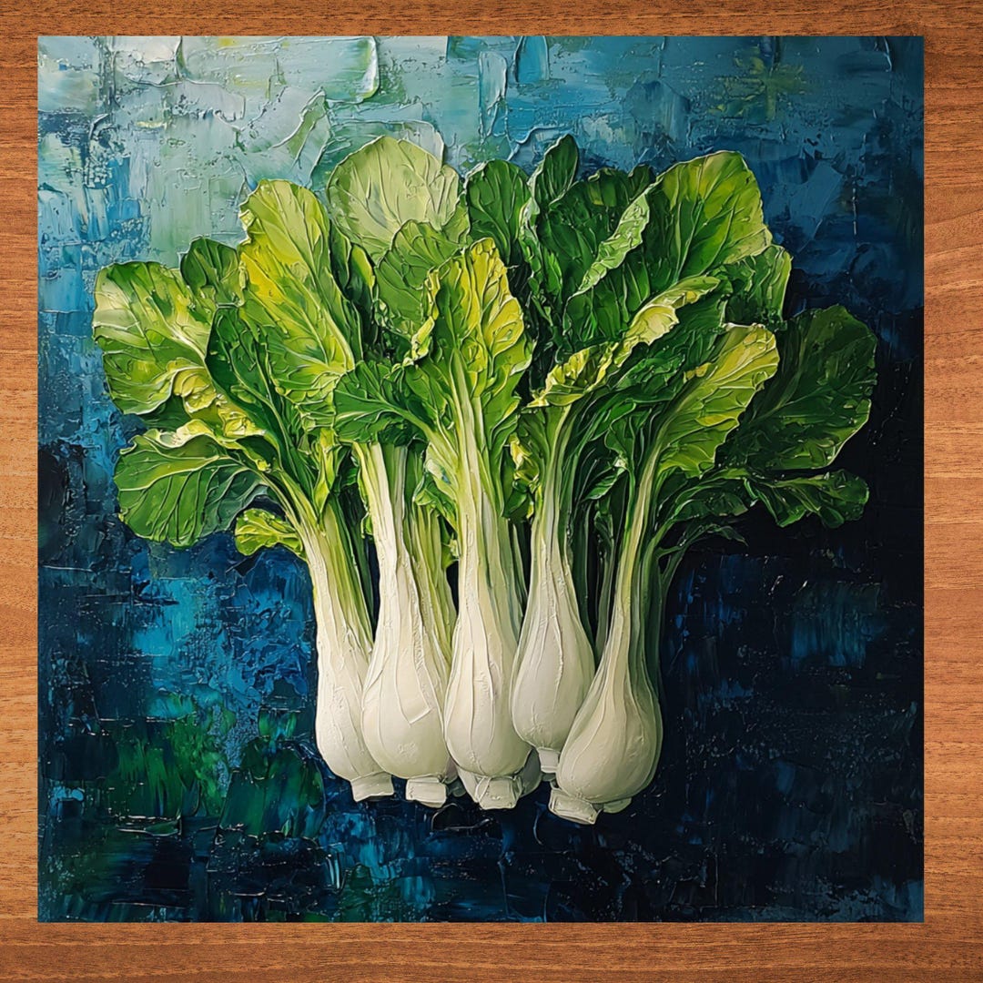 Bok Choy Rembrandt Ceramic Art Tile Decor for Bookshelf Book Nook Wall ...