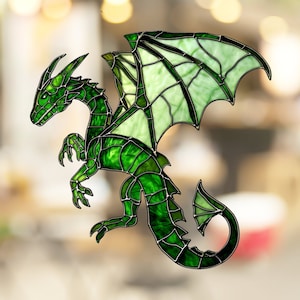 Dragon Stained Glass Window Cling Decal Sticker Window Film Dragoncore ...
