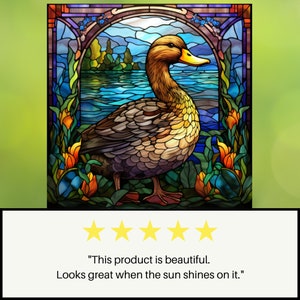 Duck Stained Glass Window Cling Window Sticker Decal Vinyl Film Window ...