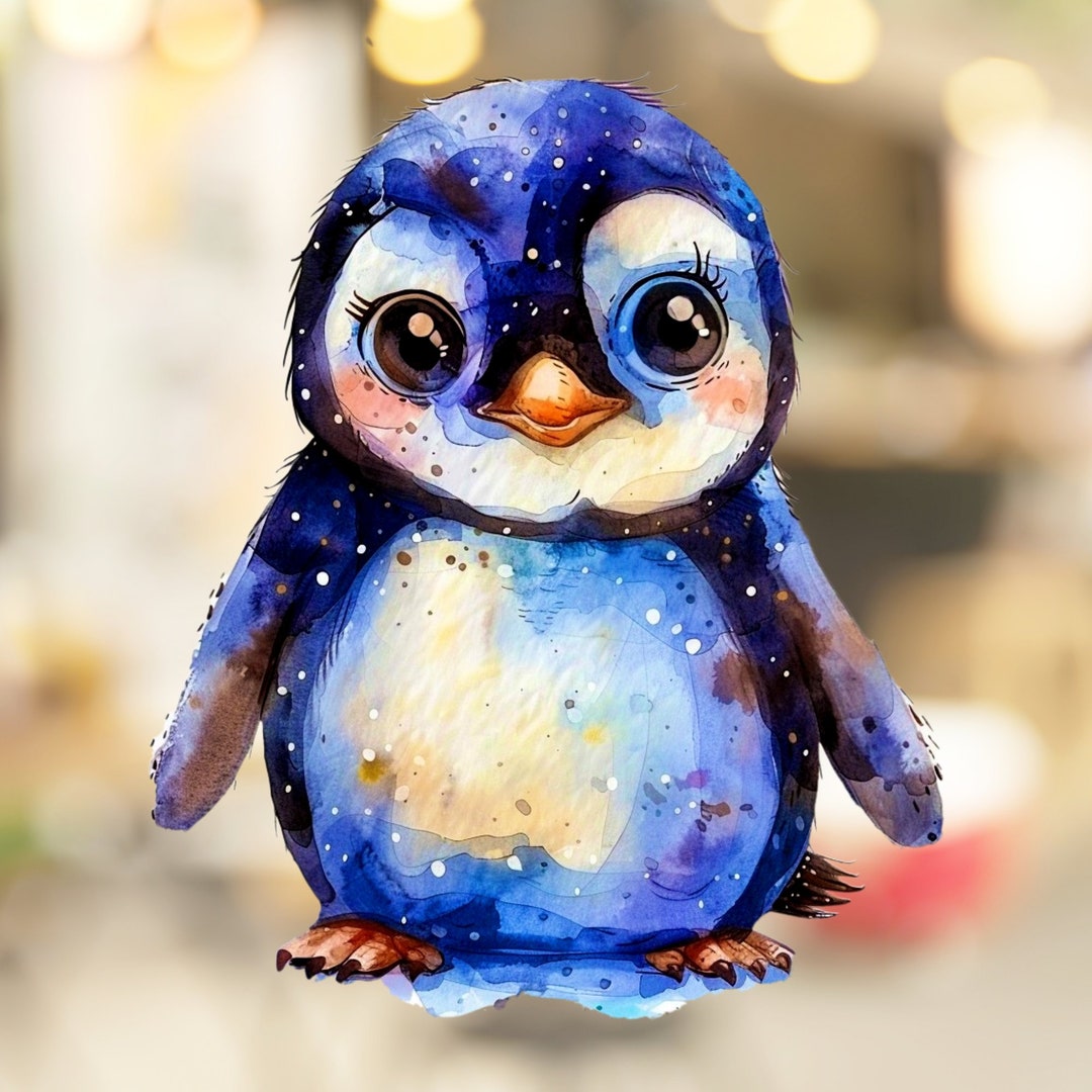 Watercolor Baby Penguin Window Decal Sticker Vinyl Window Cling Nursery ...