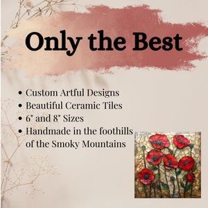 Poppy August Ceramic Wall Art Decorative Tile Unique Home Decor Stained ...