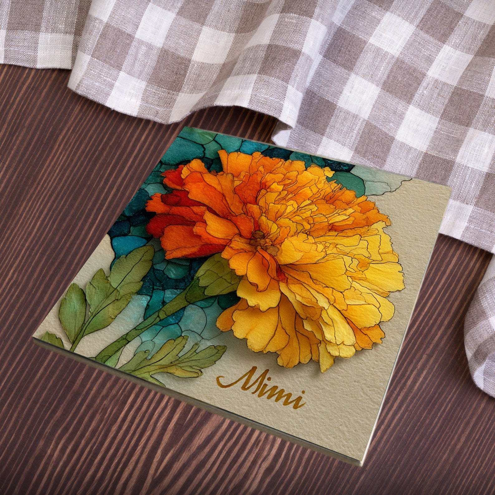 Mom October Marigold Ceramic Art Tile Customized With Birth Month ...