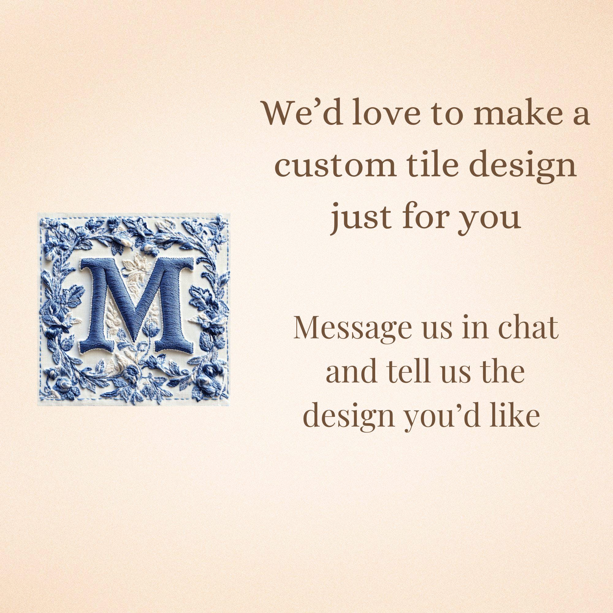 M Letter Monogram Ceramic Art Tile Grandmillennial Style Decor Home Art ...
